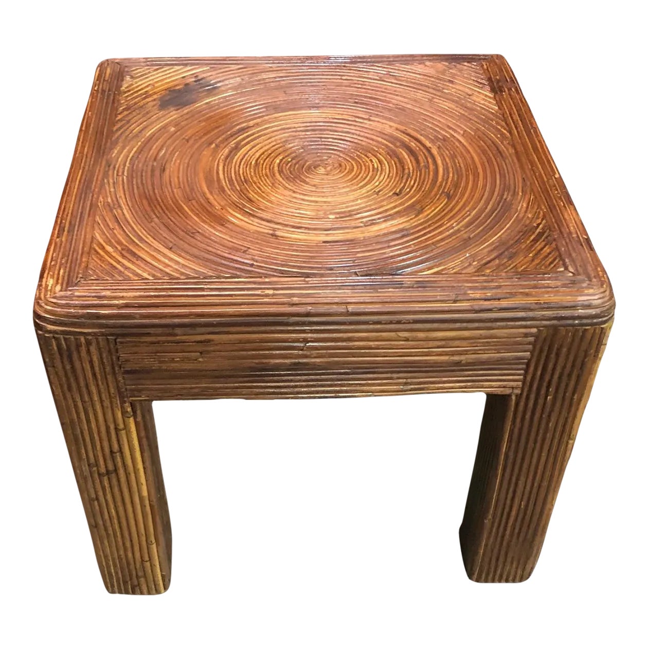1970s Vintage Pencil Reed Side Table Palm Beach Coastal | Chairish