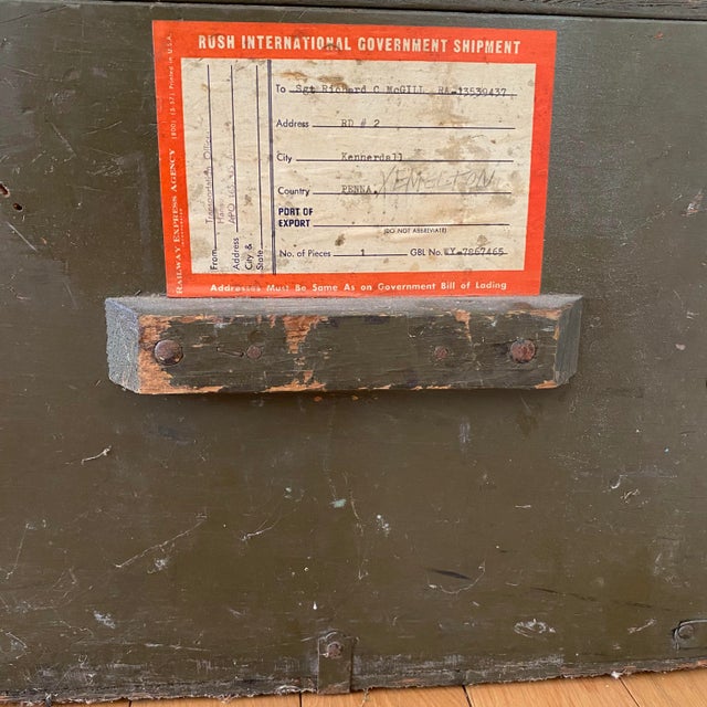 1950's United States Army Military Painted Wood Foot Locker Chest Trunk ...