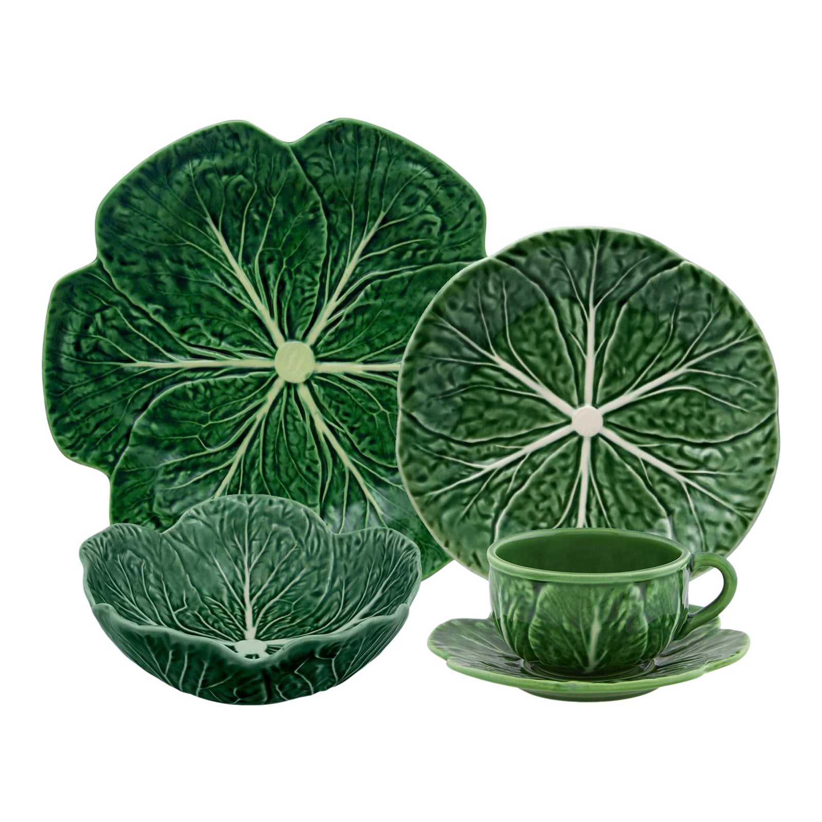 Bordallo Pinheiro Cabbage Complete Dinnerware Set, Green - Service for ...