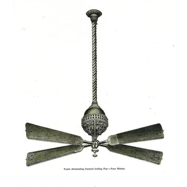 Restored 1898 Hunter Tuerk 4 Blade Ceiling Fan | Chairish