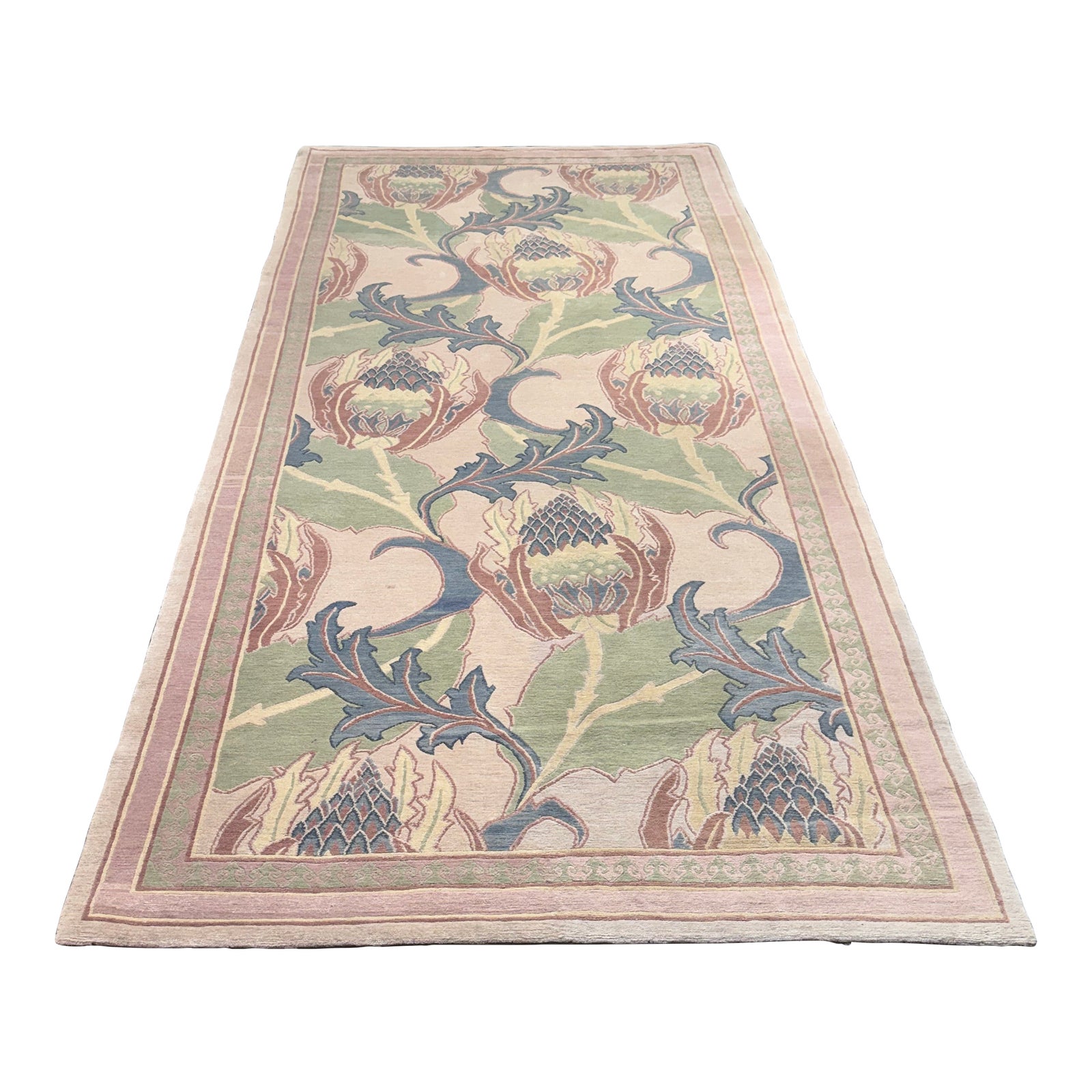 5ft 3in X 11ft 6in Ranta Carpets Pastel Botanical Area Rug | Chairish