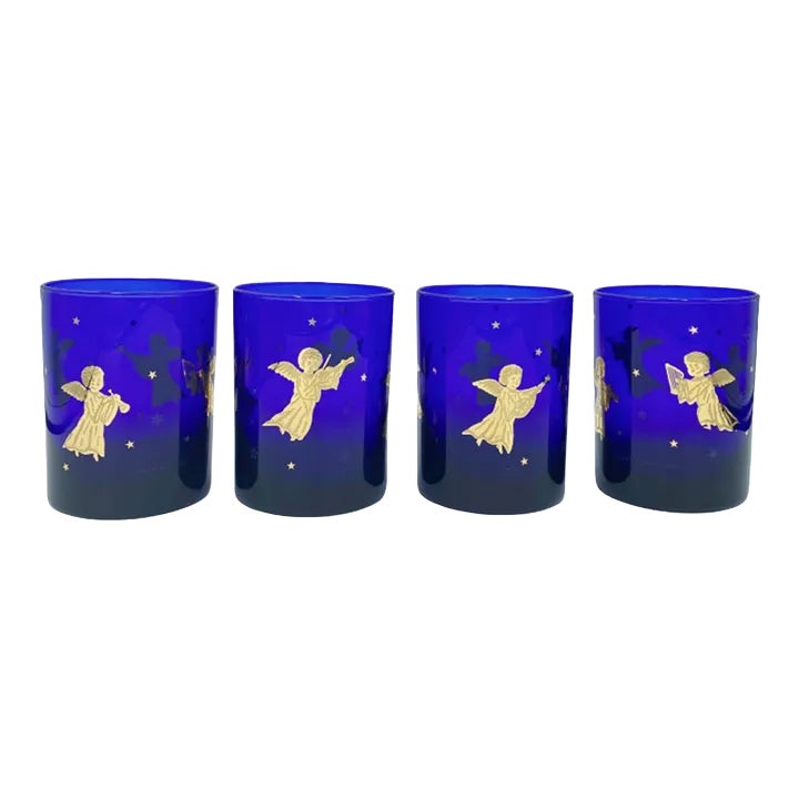 Vintage Culver AngelBlue Cocktail Tumbler Glasses- Set of 4 | Chairish