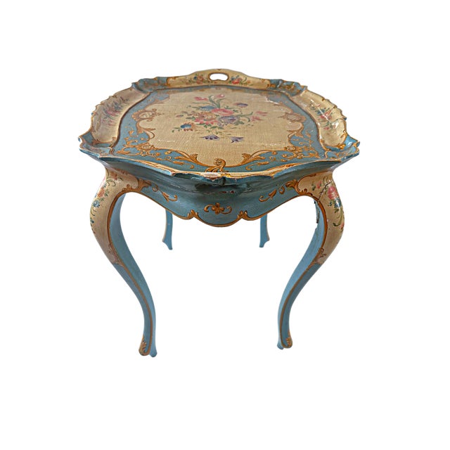 Early 20th Century Antique Venetian Hand Painted Tray Table | Chairish
