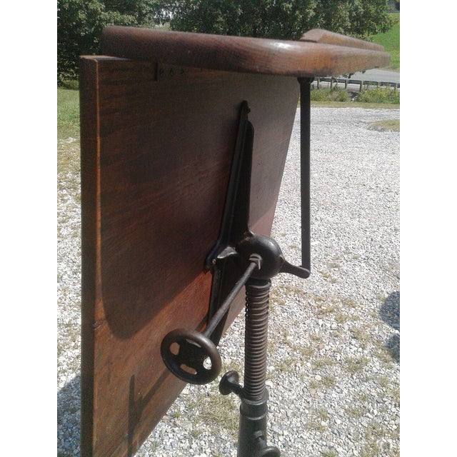 Antique Industrial Drafting Table or Artist Easel With Cast Iron Base ...
