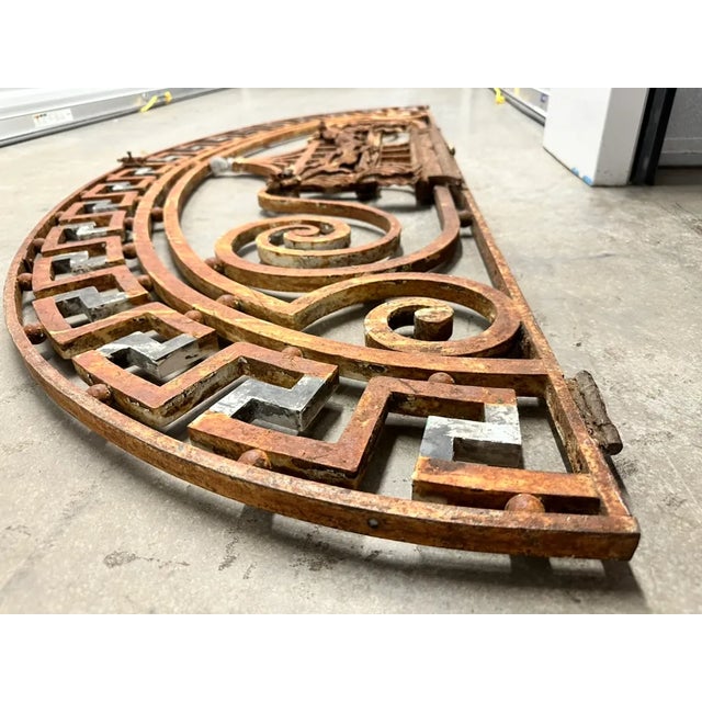 Late 19th Century Neoclassical Arch Bronze Decorative Grille Greek Key ...