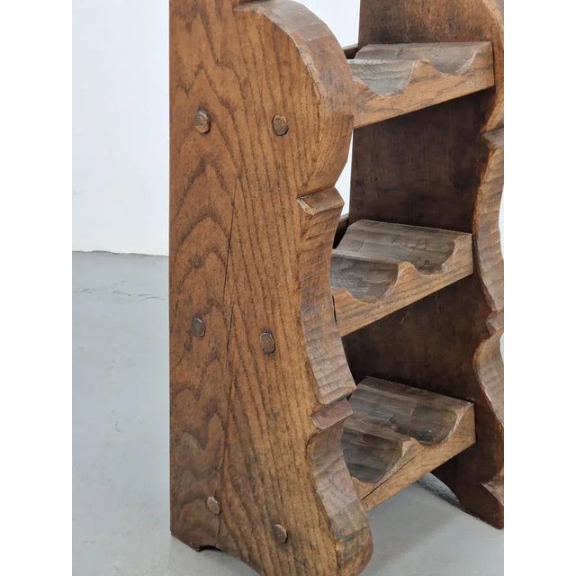 Vintage Japandi Oak Brutalist Wine Rack, 1950s | Chairish