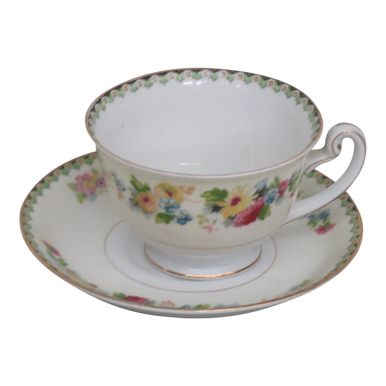 National China Floral Tea Cup and Saucer Made in Japan | Chairish