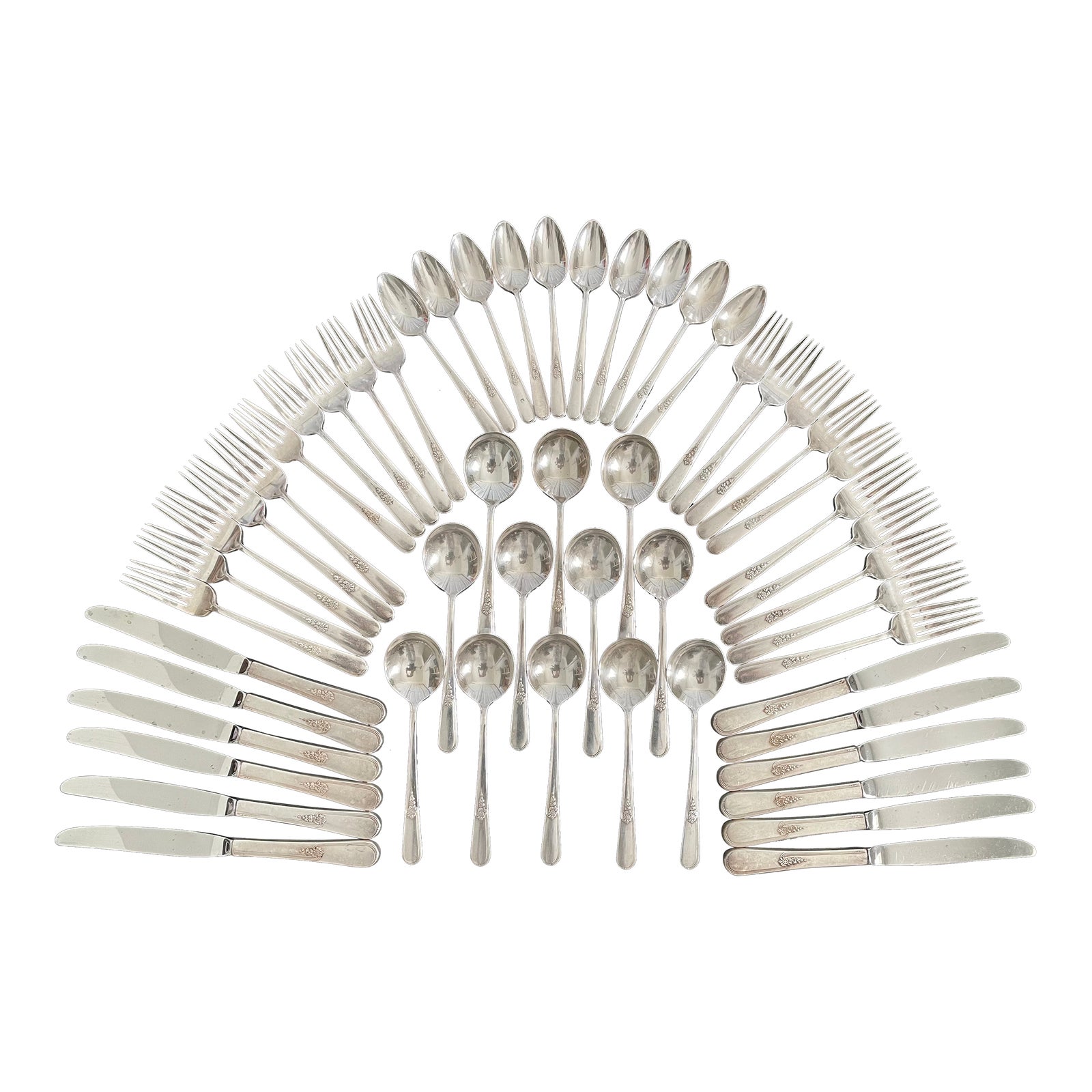 54 Pieces International Silver Holmes & Edwards Youth Flatware Set ...