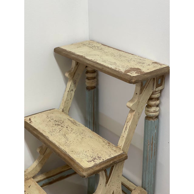 Vintage Decorative Library Steps, Tiered Table | Chairish