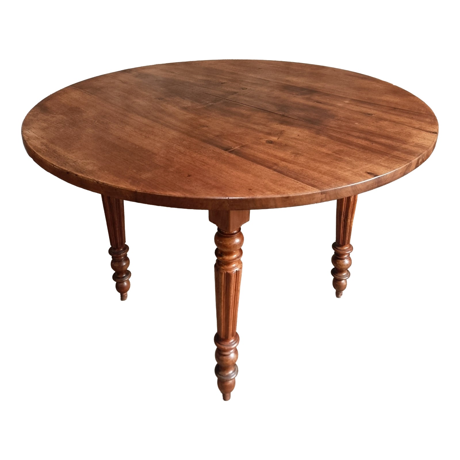 Antique French Round Walnut Dining Table, 1890s | Chairish
