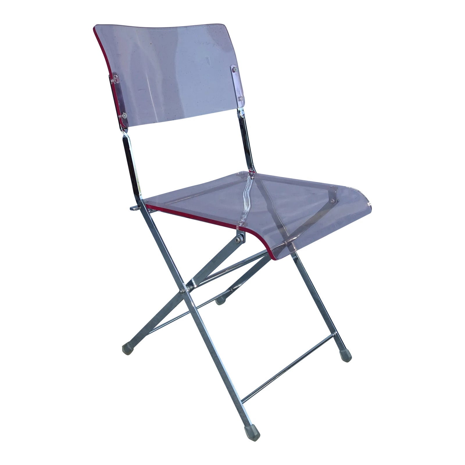 Vintage Chrome Hollywood Regency Pink Lucite Chair ~ Folding Vanity ...