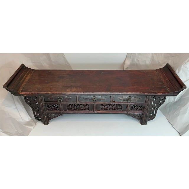 Antique Chinese Low Altar Table With 3 Drawers | Chairish