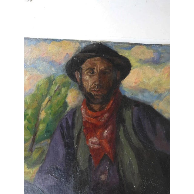 Vintage Working Man Portrait Painting | Chairish