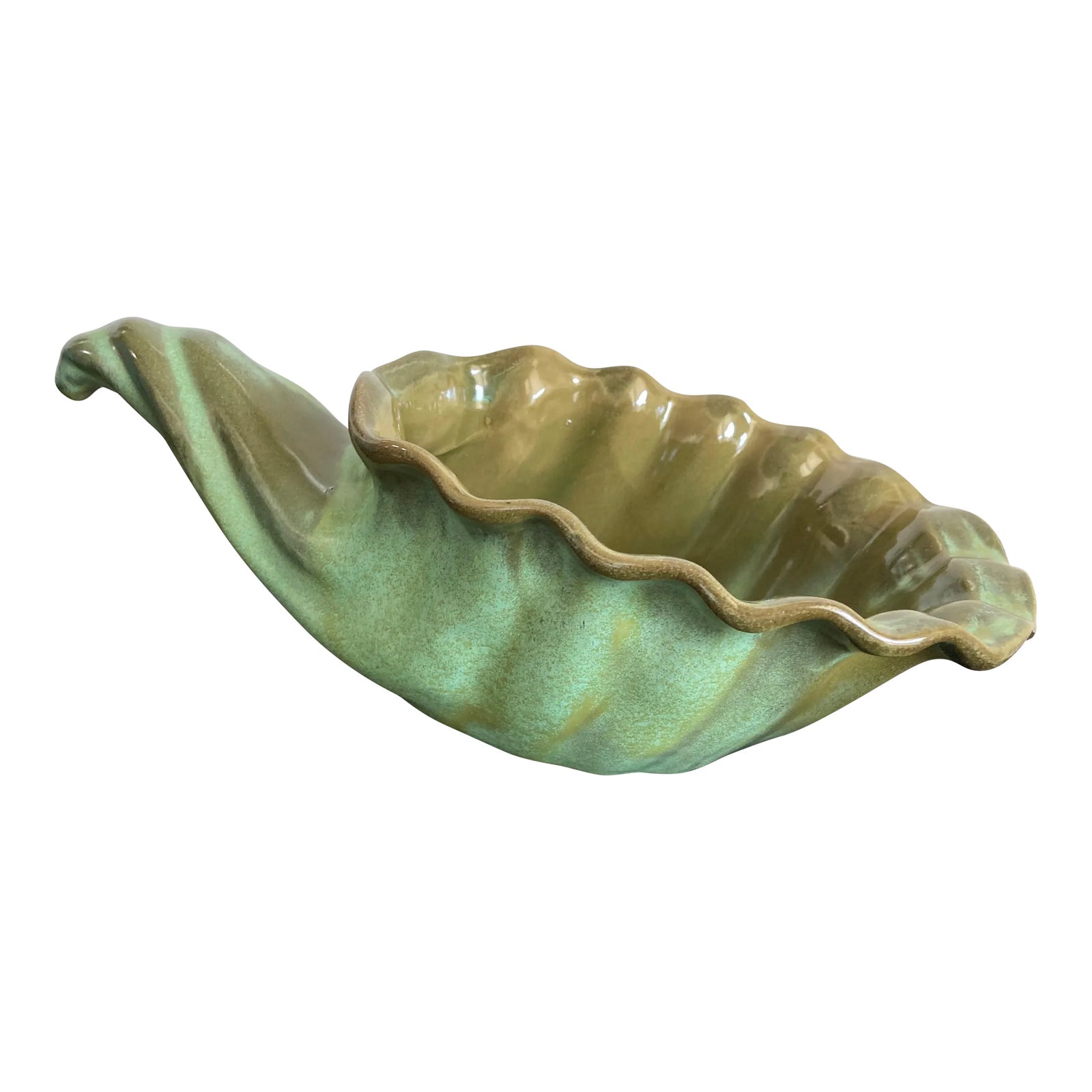 Circa 1939/1950 Prairie Green Fluted Cornucopia Cachepot/Planter #222 ...