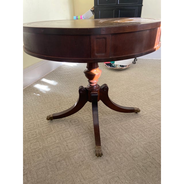Mid 20th Century Traditional W & J Sloane Style Drum Leather Table Claw ...
