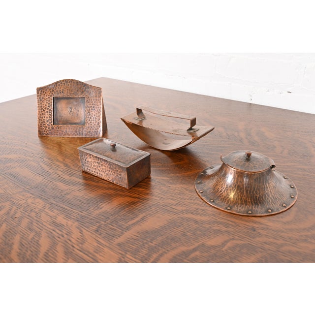 Signed Gustav Stickley Arts & Crafts Hammered Copper Box | Chairish