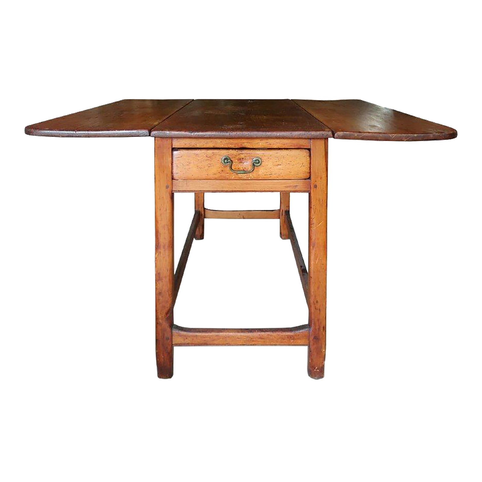 Mid 20th Century Antique Rustic Pine Drop Leaf Cottage Dining Table ...