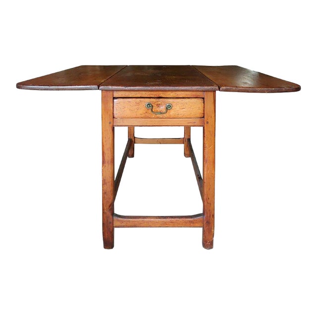 Mid 20th Century Antique Rustic Pine Drop Leaf Cottage Dining Table ...