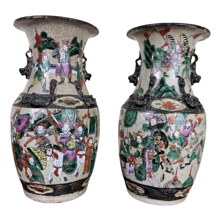 Nanking Porcelain Vases, Set of 2 | Chairish