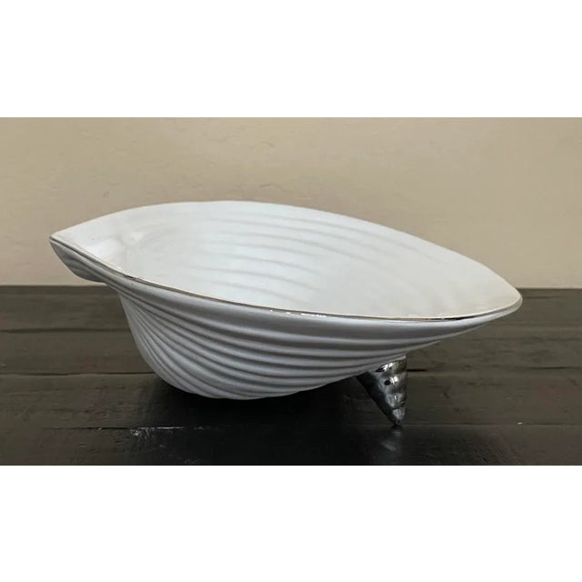 Vintage Michael Aram Large Clam Shell Bowl Platinum Trim Spiral Shell ...
