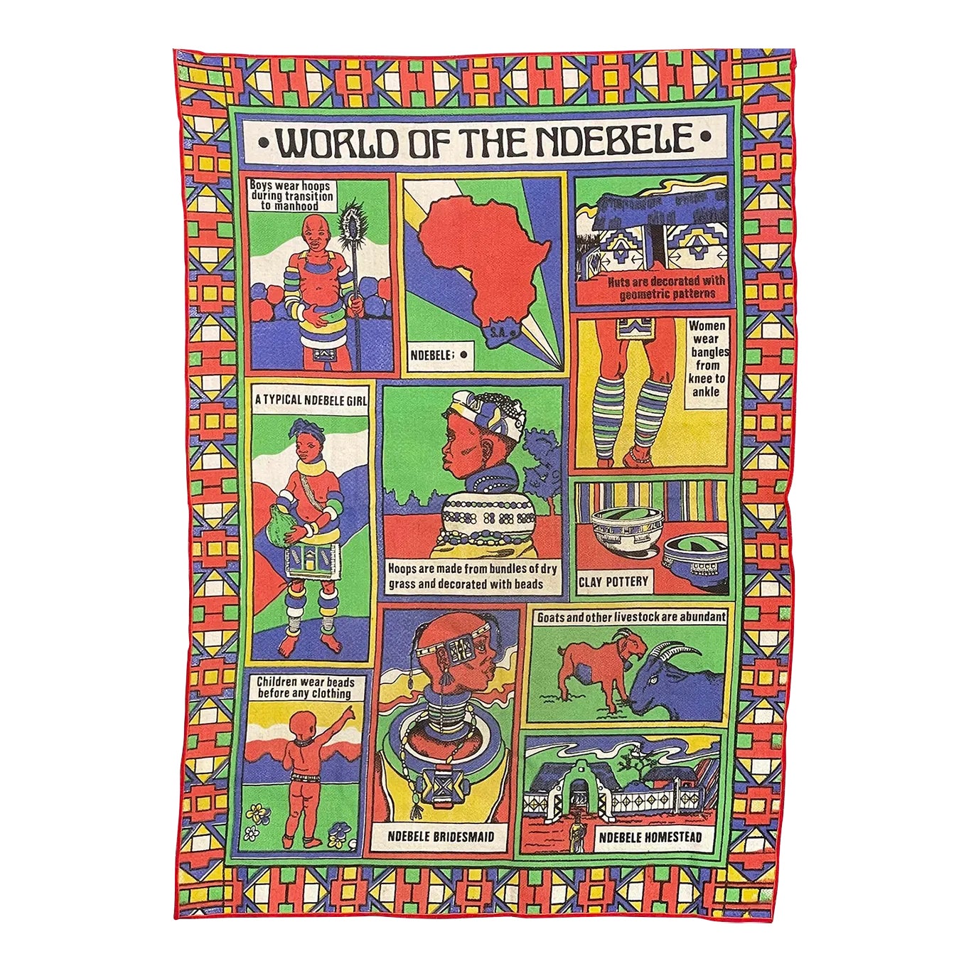 Vintage 1970s World of the Ndebele Wall Hanging African Multicolor ...