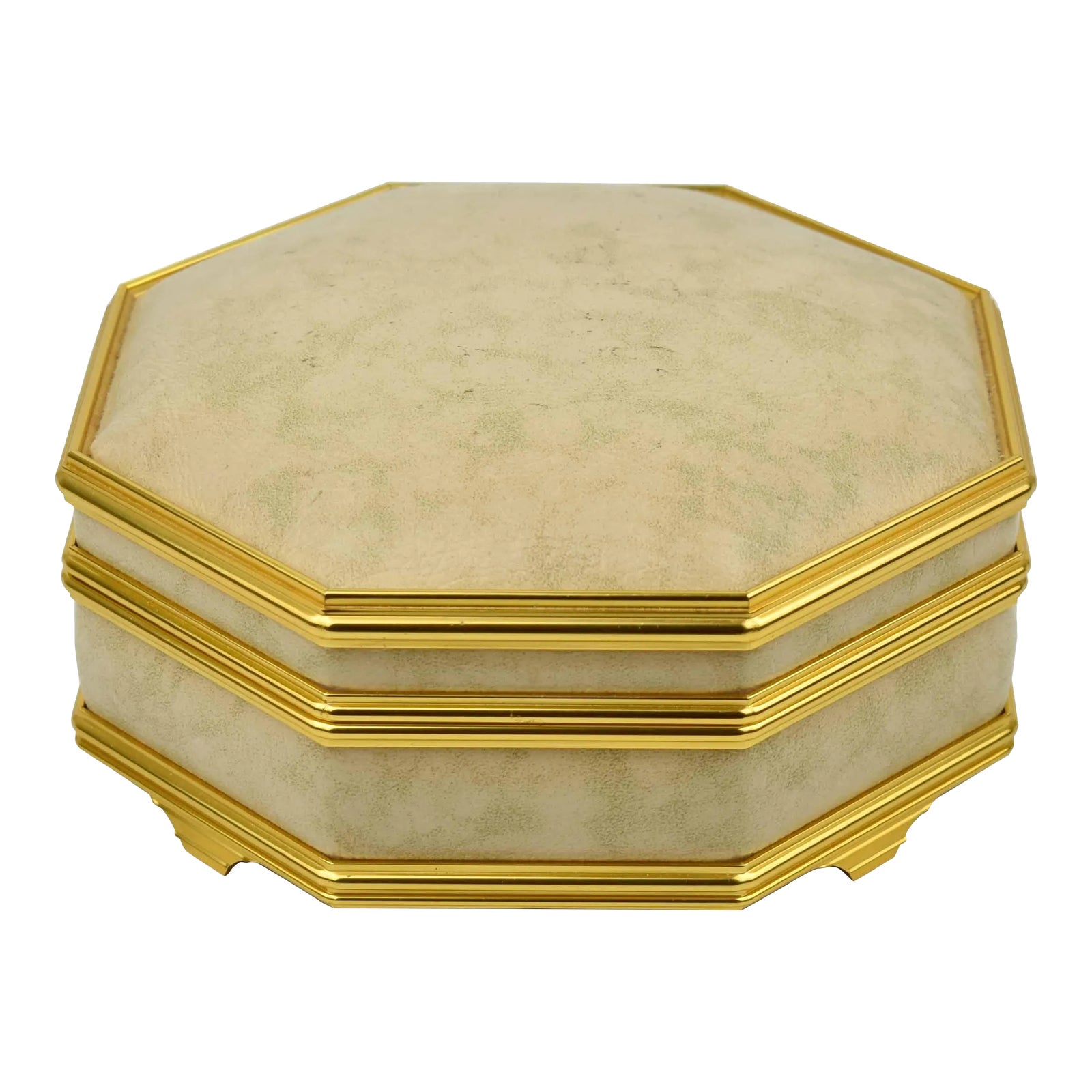 Mid 20th Century Octagonal Geometric Shape Jewelry Trinket Box With ...