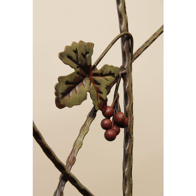 Wrought Iron 3 Panel Leaf & Berries Room Divider Folding Screen | Chairish