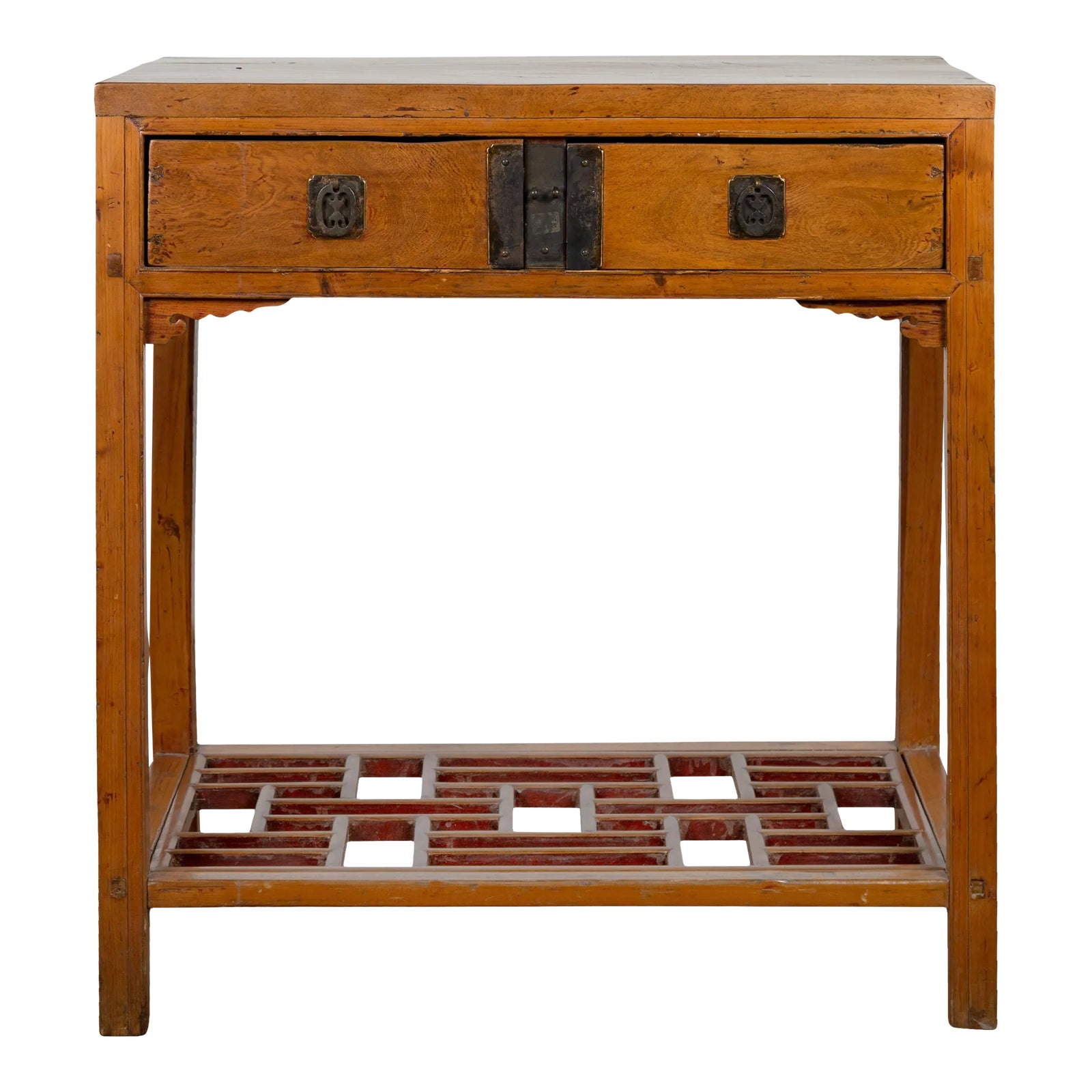 Chinese Qing Dynasty Period Console Table with Two Drawers and Fretwork ...