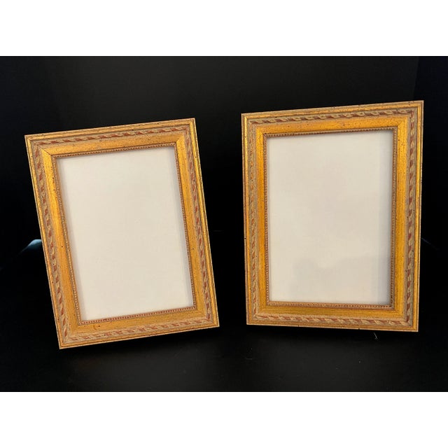 Pair of Vintage Italian Gold Wood Picture Frames Under Glass | Chairish