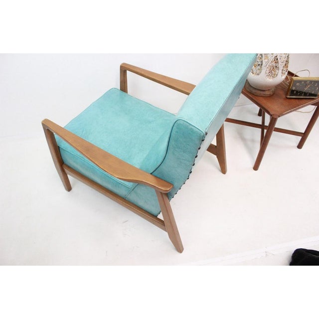 Mid Century Modern Turquoise Vinyl Chair | Chairish
