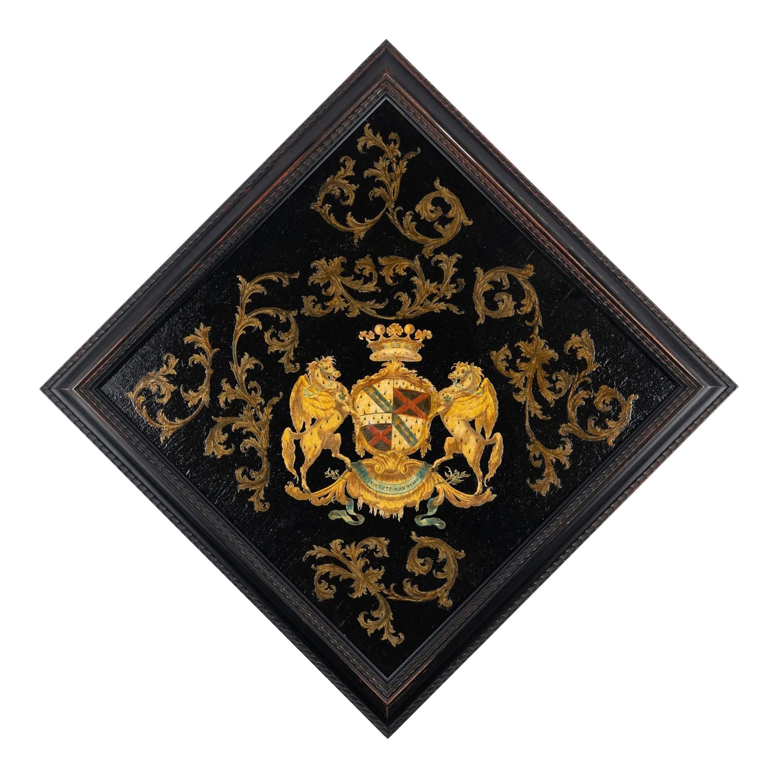 Victorian Decoupage Armorial Hatchment, 1800's | Chairish