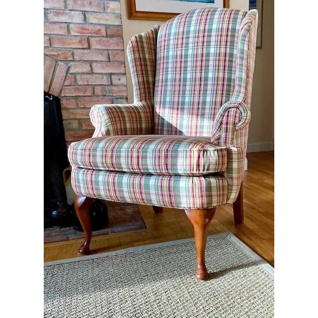 Timeless Plaid Wingback Chairs, a Pair | Chairish