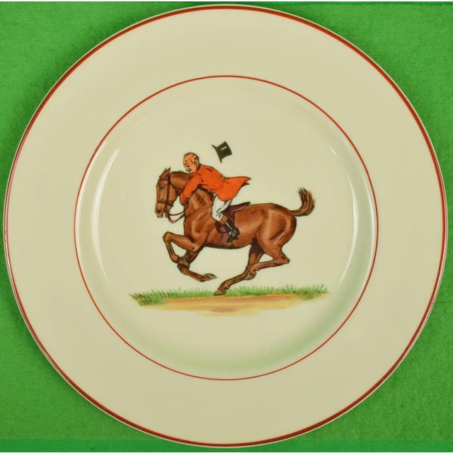 Circa 1940s Hand-Painted Fox Hunter Salad Plates- Set of 11 | Chairish