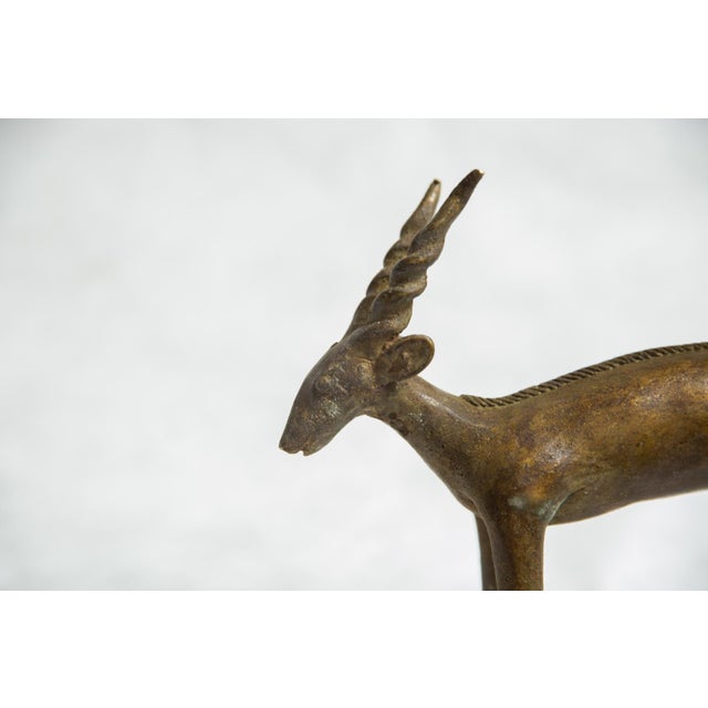 Large Spiral Horned Antelope Imperfect Vintage African Bronze Sculpture ...