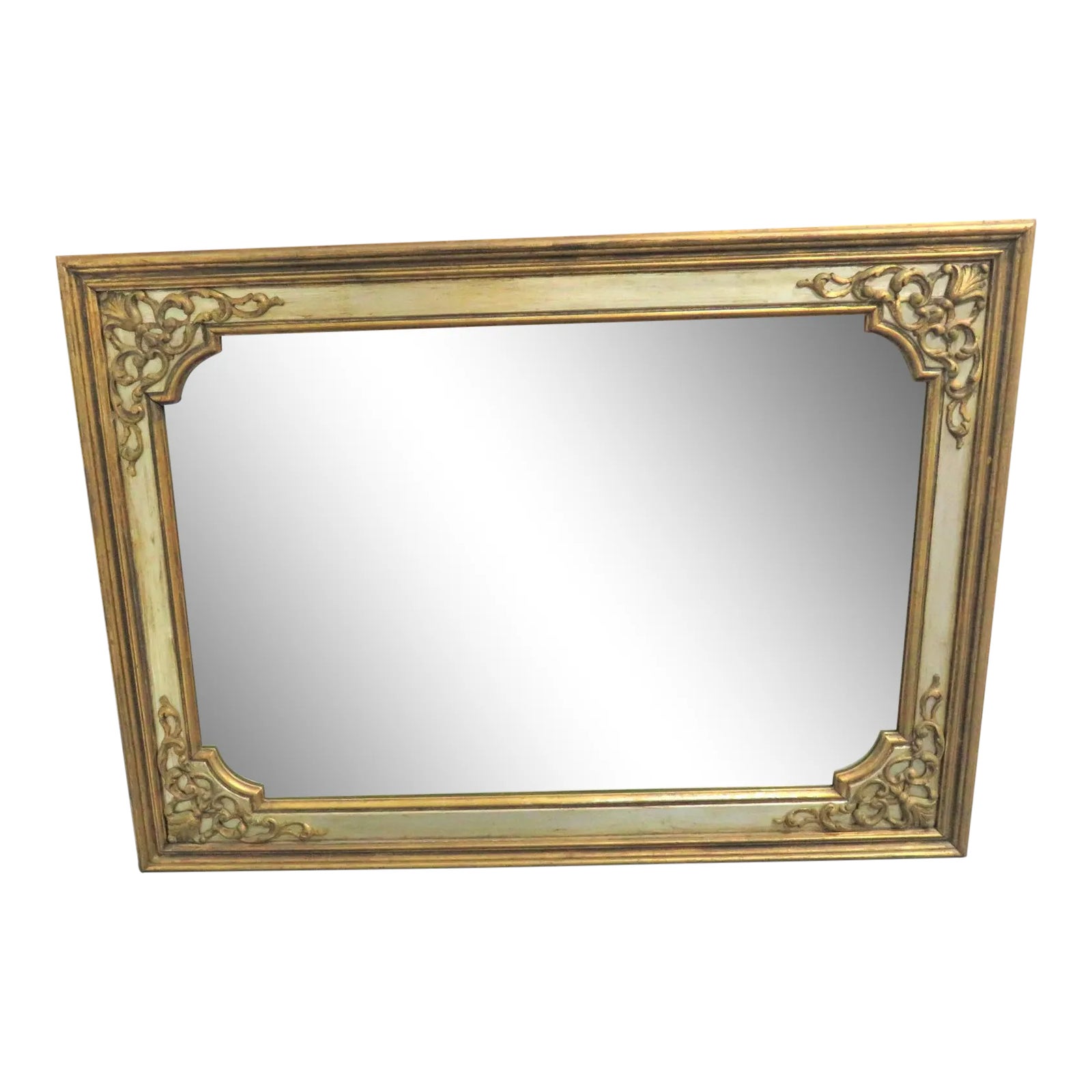 Mid 20th Century Gold & Silver Gilt Carved Mirror | Chairish