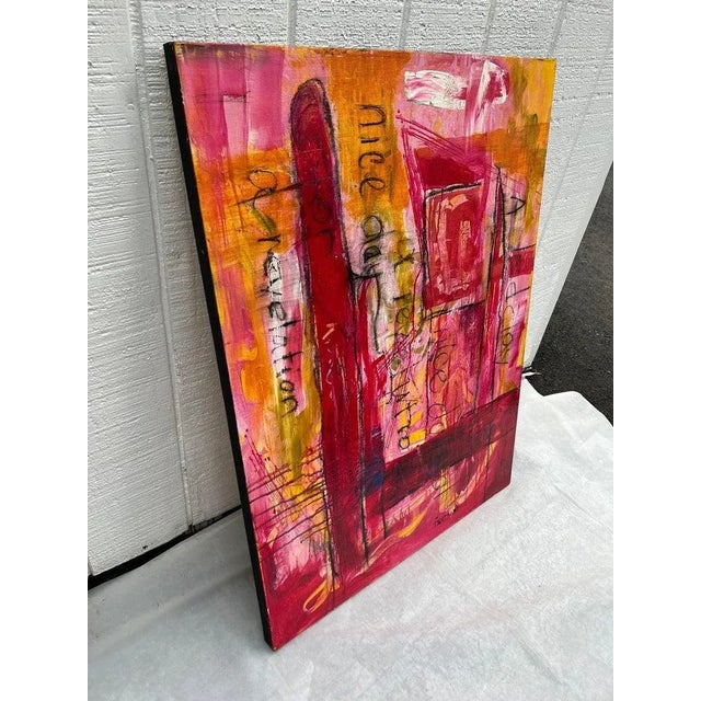 Carol Bertrand Abstract Pink Collage Painting | Chairish