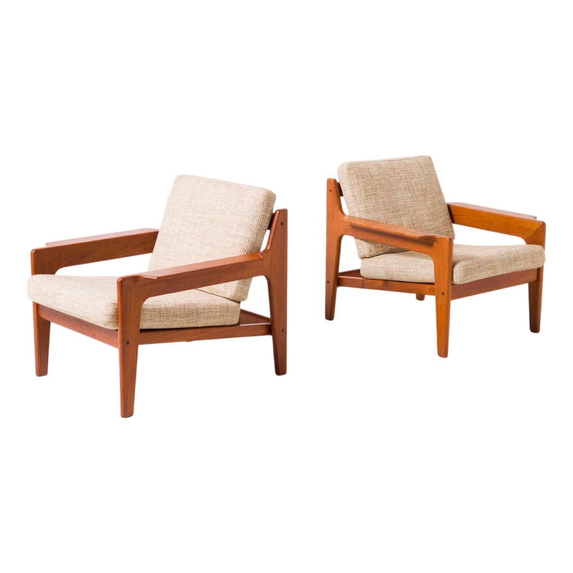 Teak Easy Chairs by Arne Wahl Iversen for Komfort, Denmark, 1960s, Set ...