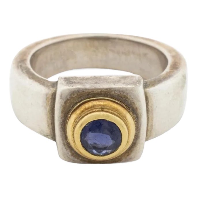 Caroline Ballou 925 Silver 18k Gold Amethyst Ring | Chairish