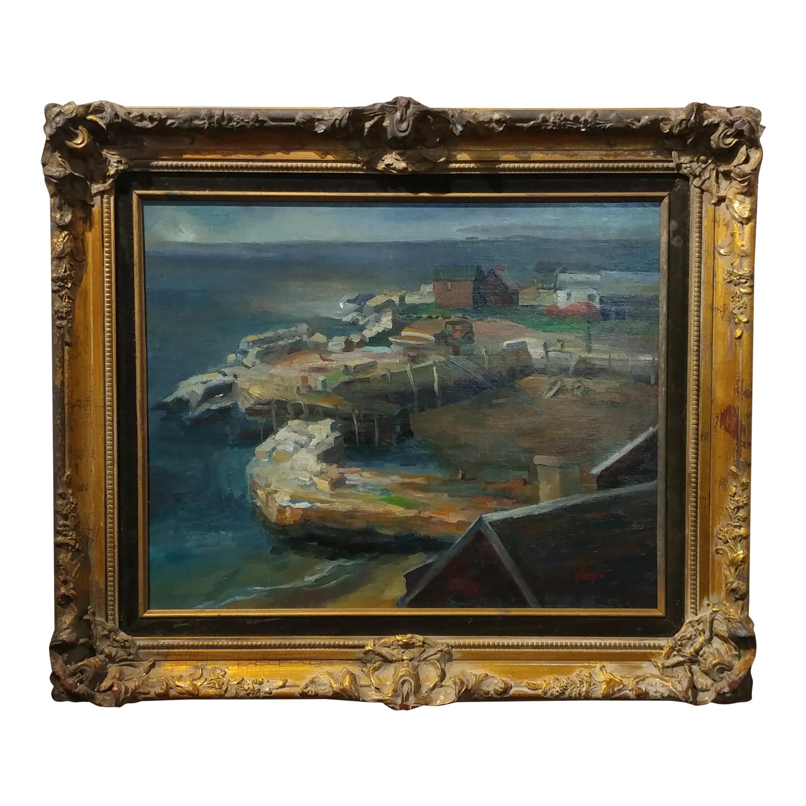 Glasgow C.1930s Harbor Scene California Regionalist Oil Painting | Chairish