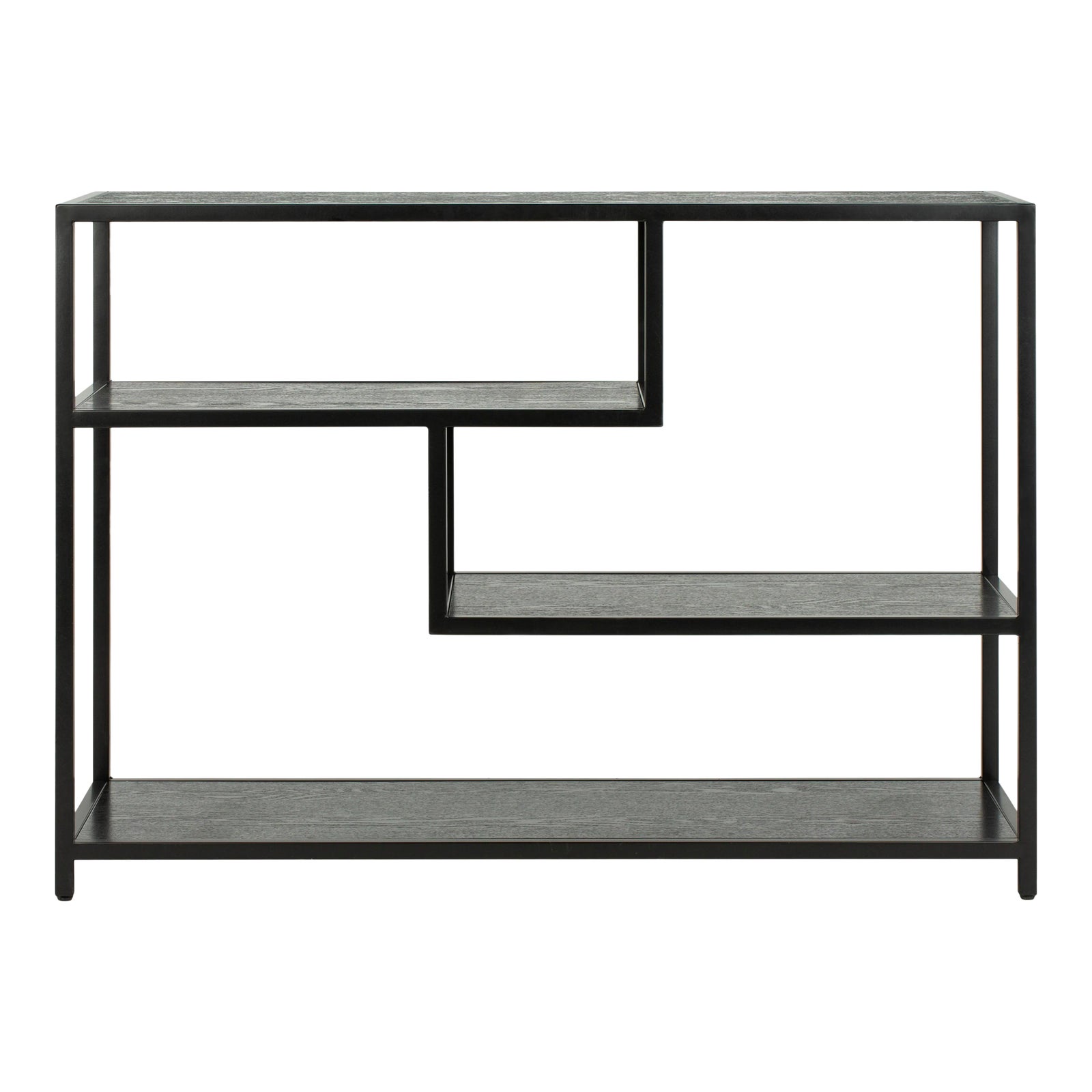 Geometric Console Table in Black & Dark Wood | Chairish