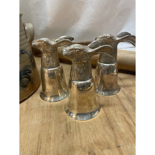 Set of 3 1940s Sliverplate Rabbit Stirrup Cups | Chairish