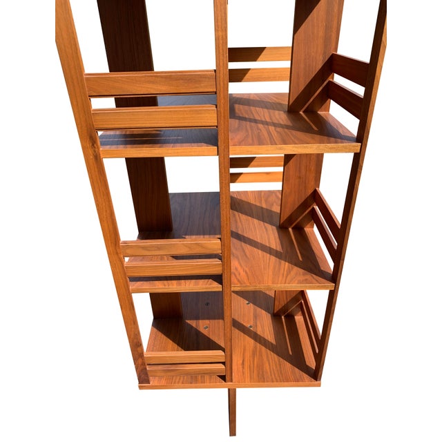 1980s Vintage Danish Style Teak Modern Rotating Bookcase with X Base ...
