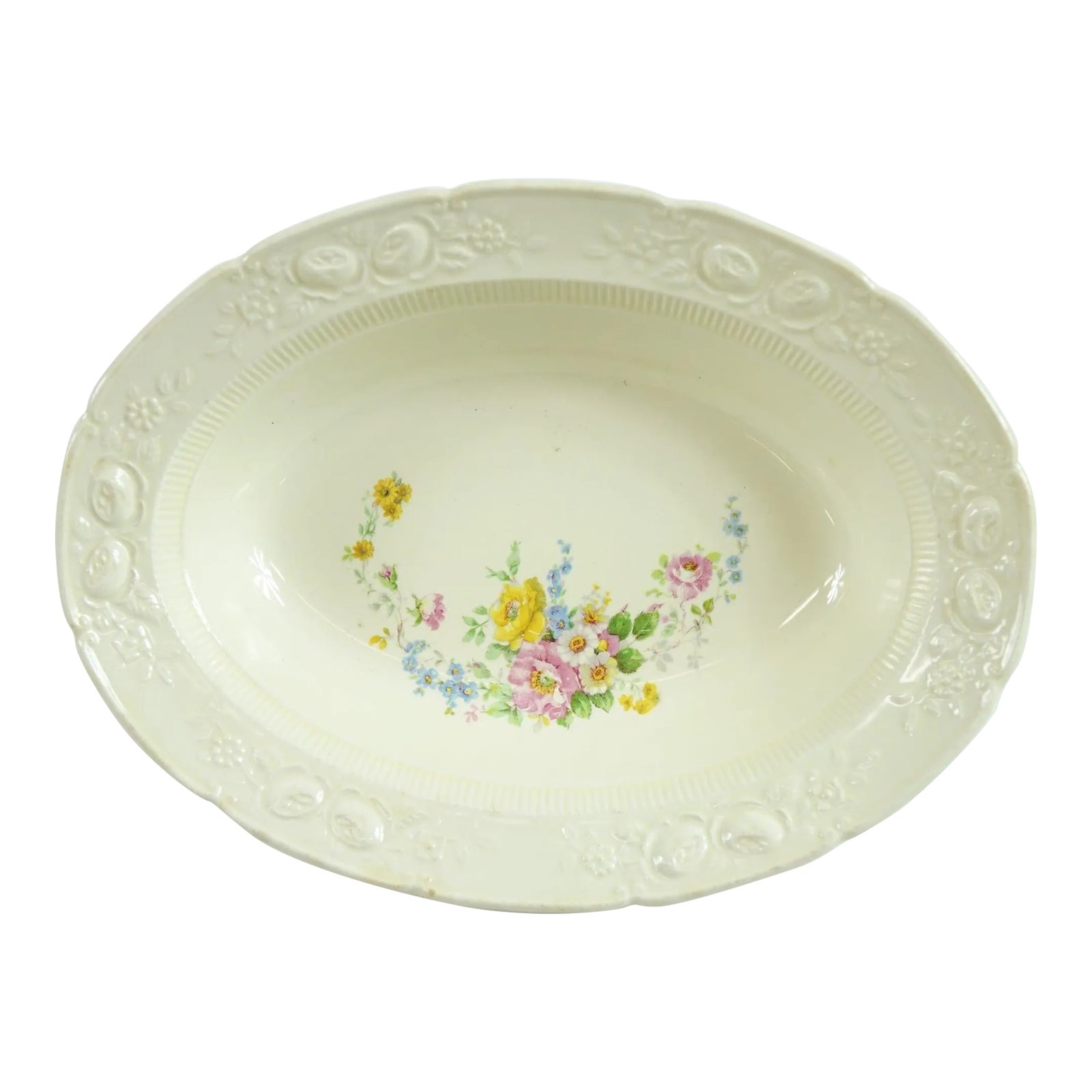 Mid 20th Century Homer Laughlin Dish With Flowers | Chairish