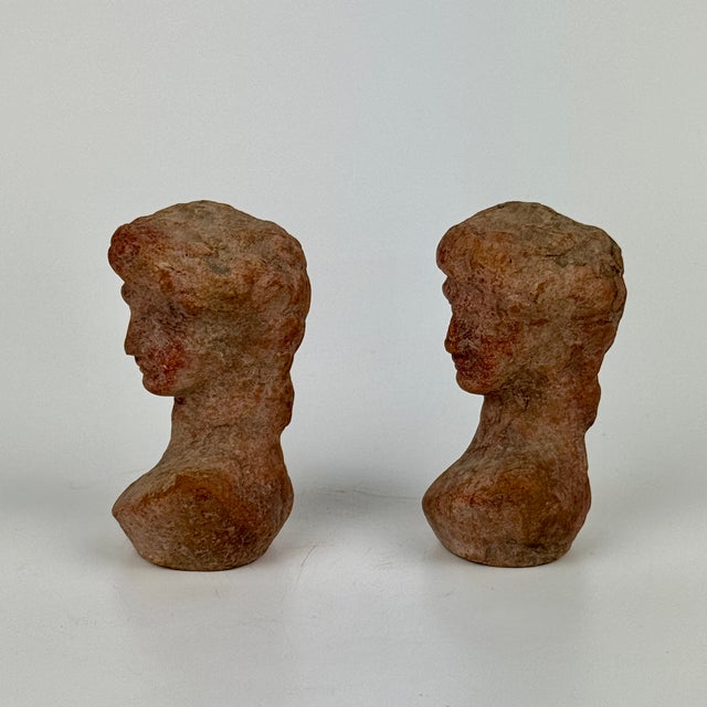 1950s Miniature Vintage Pair of Ceramic Head Busts of David | Chairish