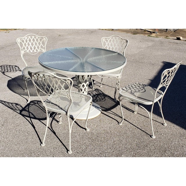 Vintage Outdoor Dining Table and 4 Matching Chairs | Chairish