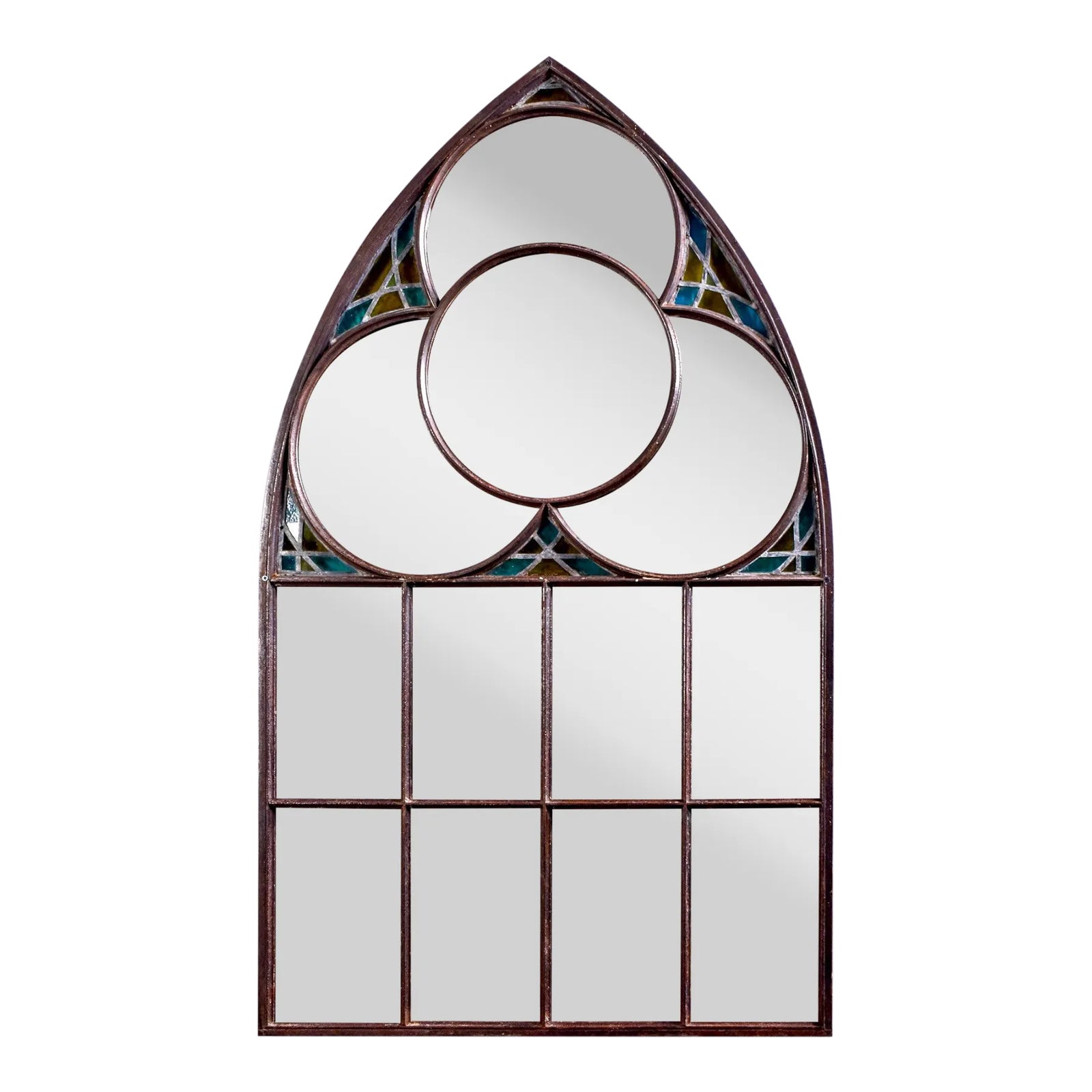 Late 19th Century Iron Framed Church Window Mirror With Stained Glass ...