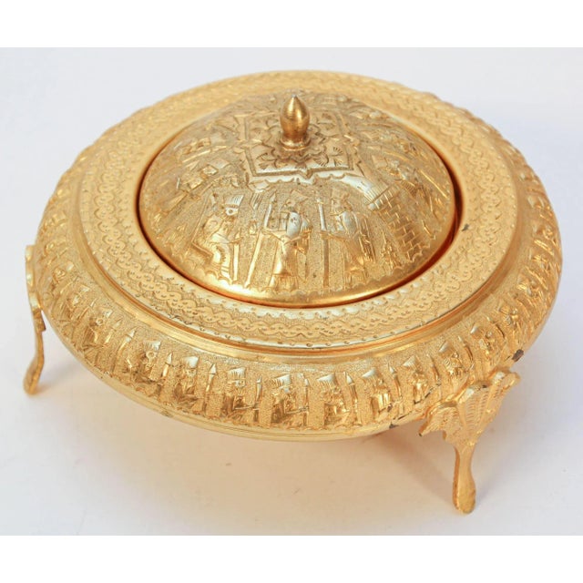 1960 Vintage Gold Tone Middle Eastern Moorish Roll Top Caviar Footed ...
