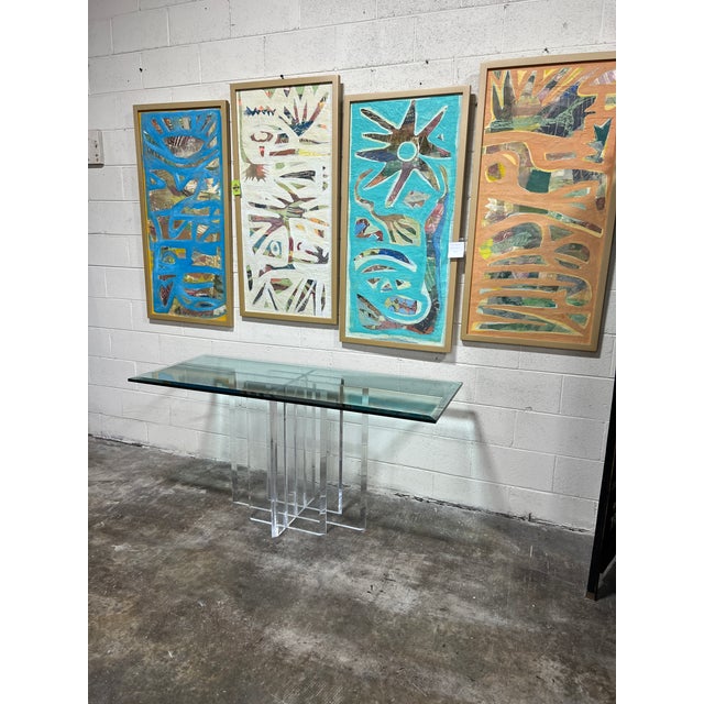 Mid Century Thick Lucite Console Table | Chairish