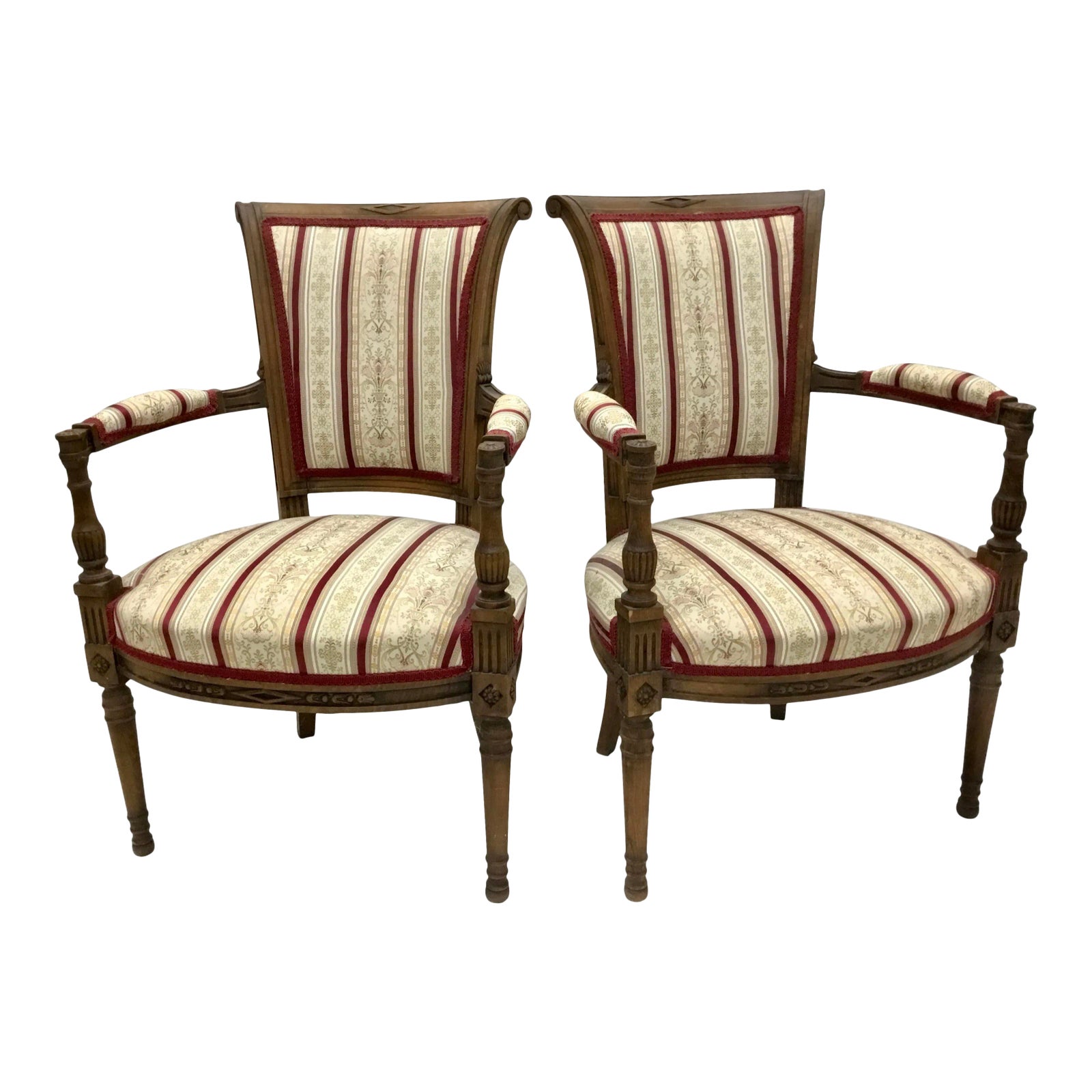 Vintage French Directoire Fauteuil Armchairs - a Pair | Chairish