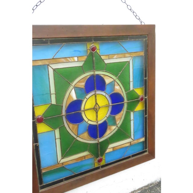 Late 1800s Stained Glass Window Suncatcher Flower Design | Chairish